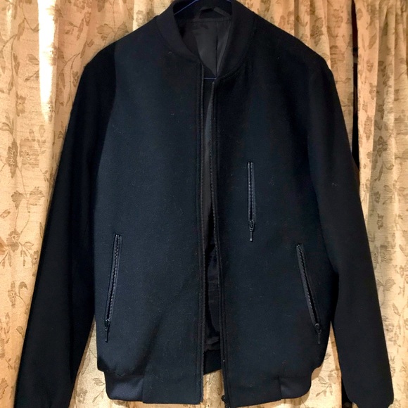 Topman | Jackets & Coats | Sale Very Nice Topman Black Wool Bomber ...